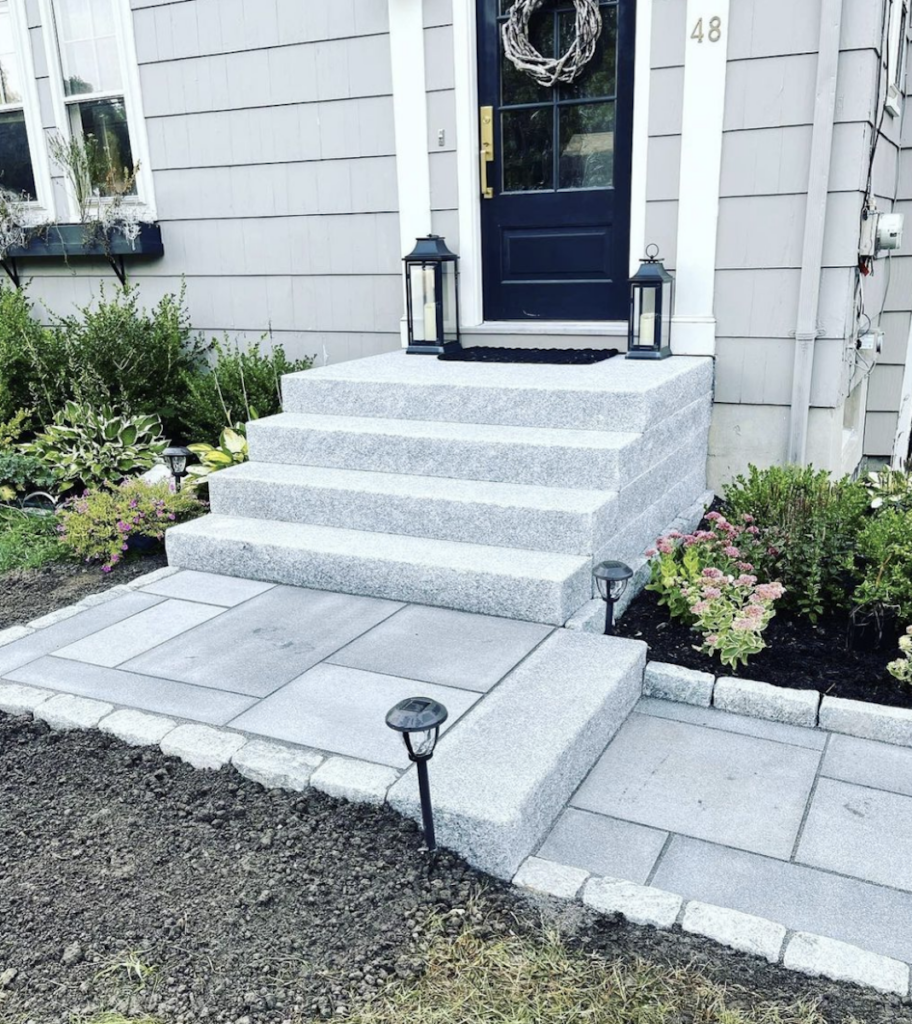 Concrete Front Steps Makeover Using Granite Entry Steps - Polycor Inc.