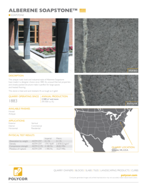 ALBERENE SOAPSTONE™ Stone Spec Sheet - Polycor Inc.