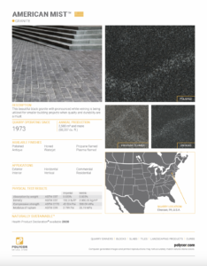 AMERICAN MIST™ Granite Stone Spec Sheet - Polycor Inc.