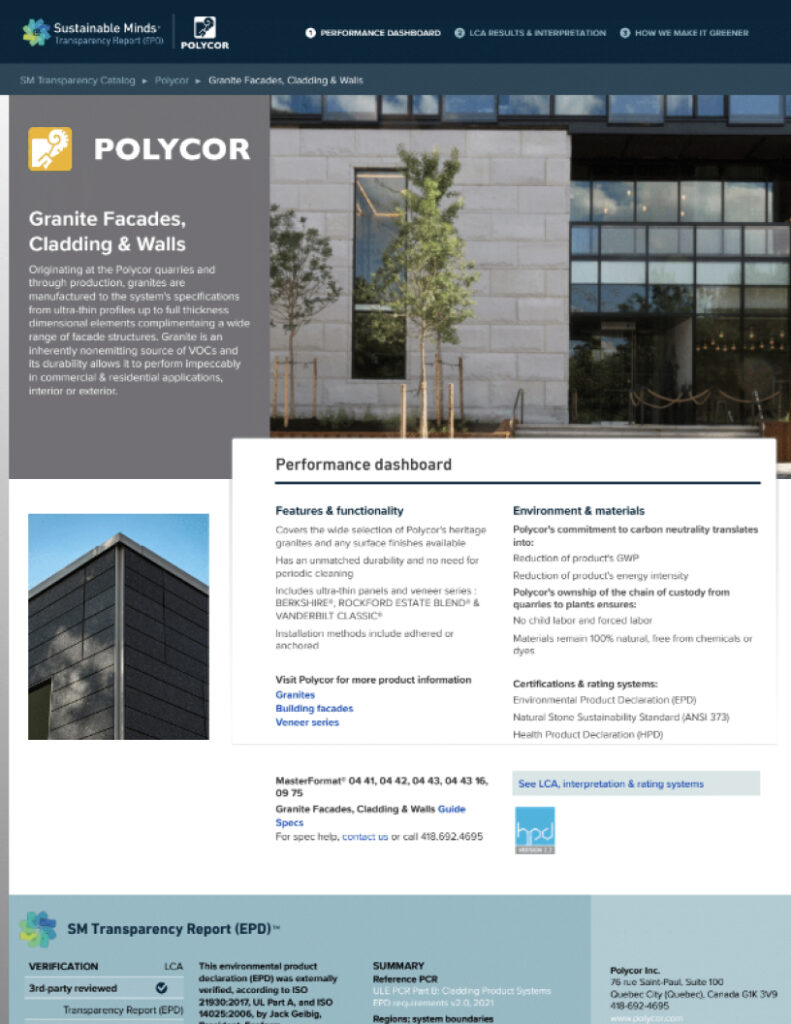 EPD Granite Facades, Cladding and Walls - Polycor Inc.