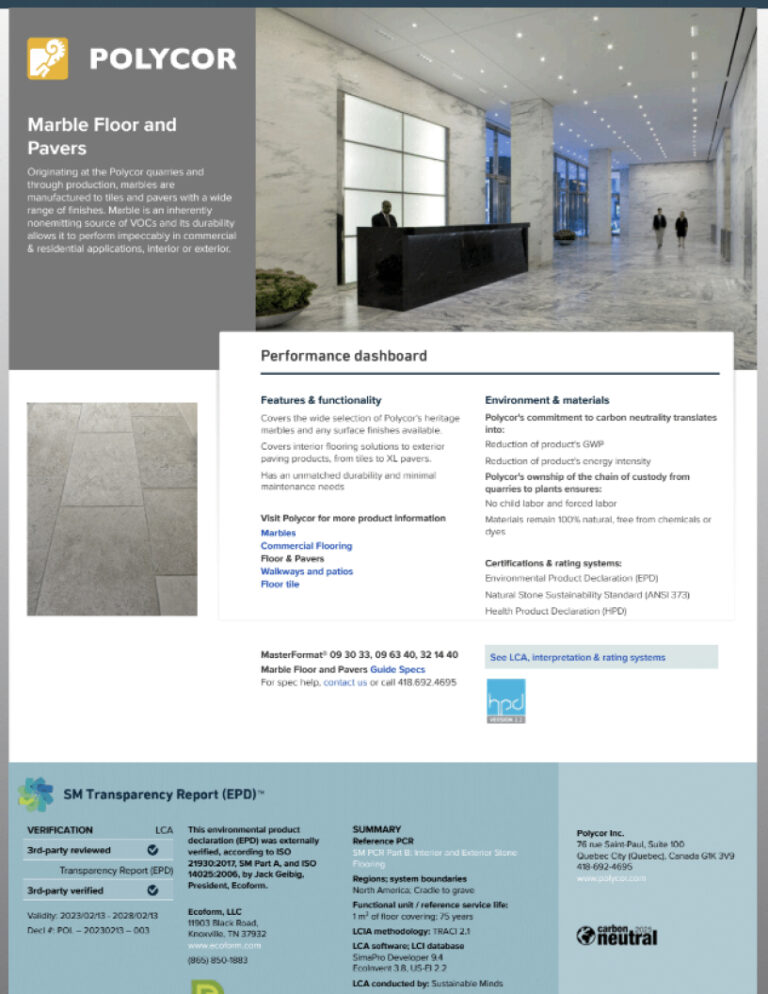 EPD Marble Floor and Pavers - Polycor Inc.