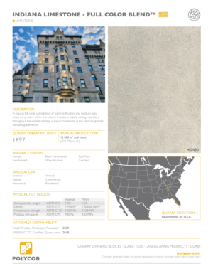 INDIANA LIMESTONE - FULL COLOR BLEND™ Spec Sheet - Polycor Inc.