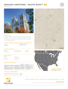 INDIANA LIMESTONE - RUSTIC BUFF™ Stone Spec Sheet - Polycor Inc.