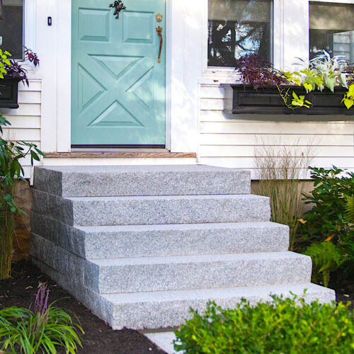 Concrete Front Steps Makeover Using Granite Entry Steps - Polycor Inc.