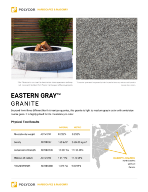 EASTERN GRAY™ Granite Stone Spec Sheet - Polycor Inc.