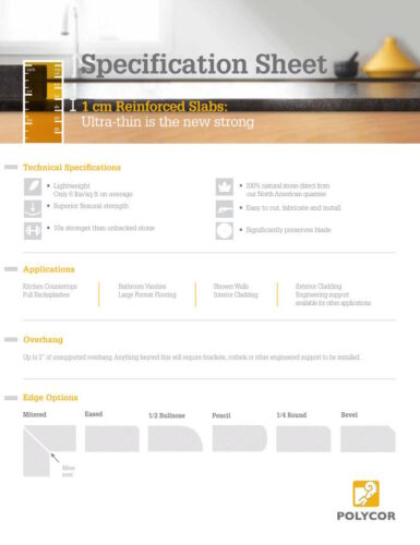 1cm Thin Stone Slab Spec Sheet - Polycor Inc.