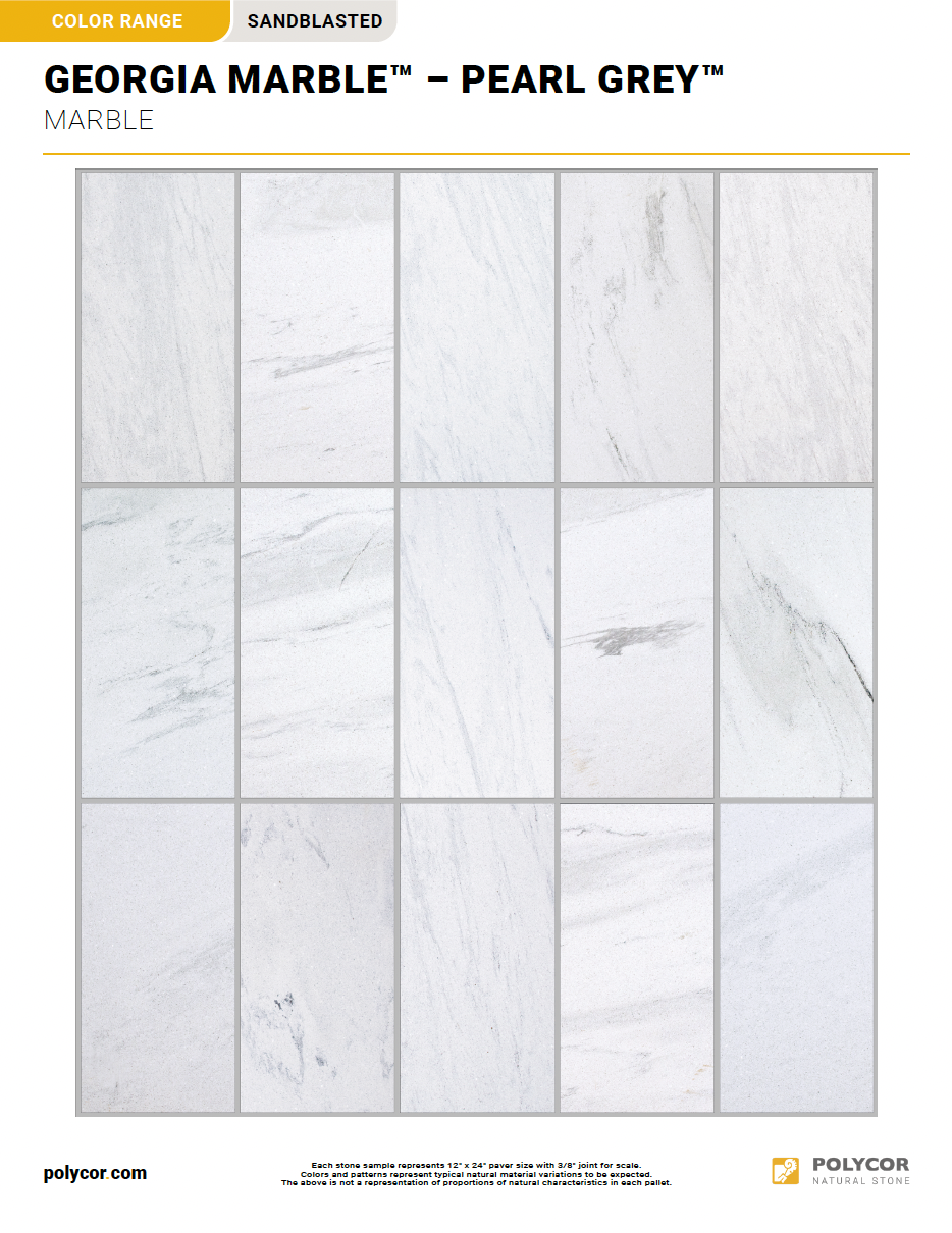 GEORGIA MARBLE™ – PEARL GREY™ SANDBLASTED Range Sheet - Polycor Inc.