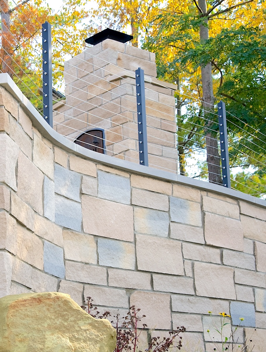 Lakehouse Patio Limestone Fireplace - Polycor Inc.